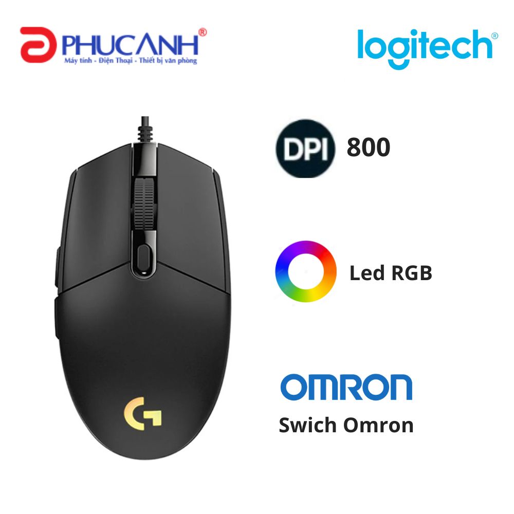 Chuột Logitech Quang G102 LIGHTSYNC RGB Black - Vi Tính Minh Hoàng